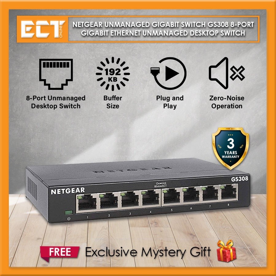 Netgear Unmanaged Gigabit Switch GS308 8-Port Gigabit Ethernet ...