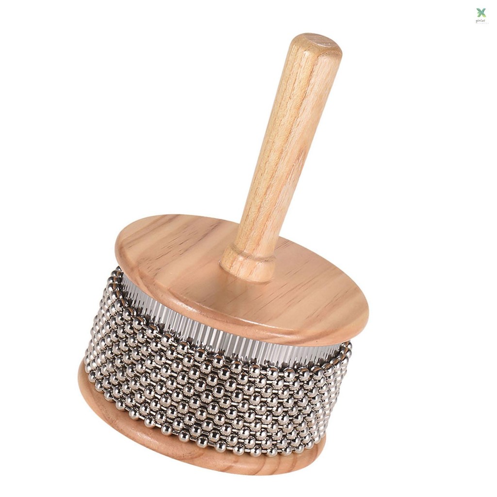 โลหะลูกปัดโซ่ไม้ Cabasa Percussion Hand Shaker ห้องเรียน Pop Hand ...