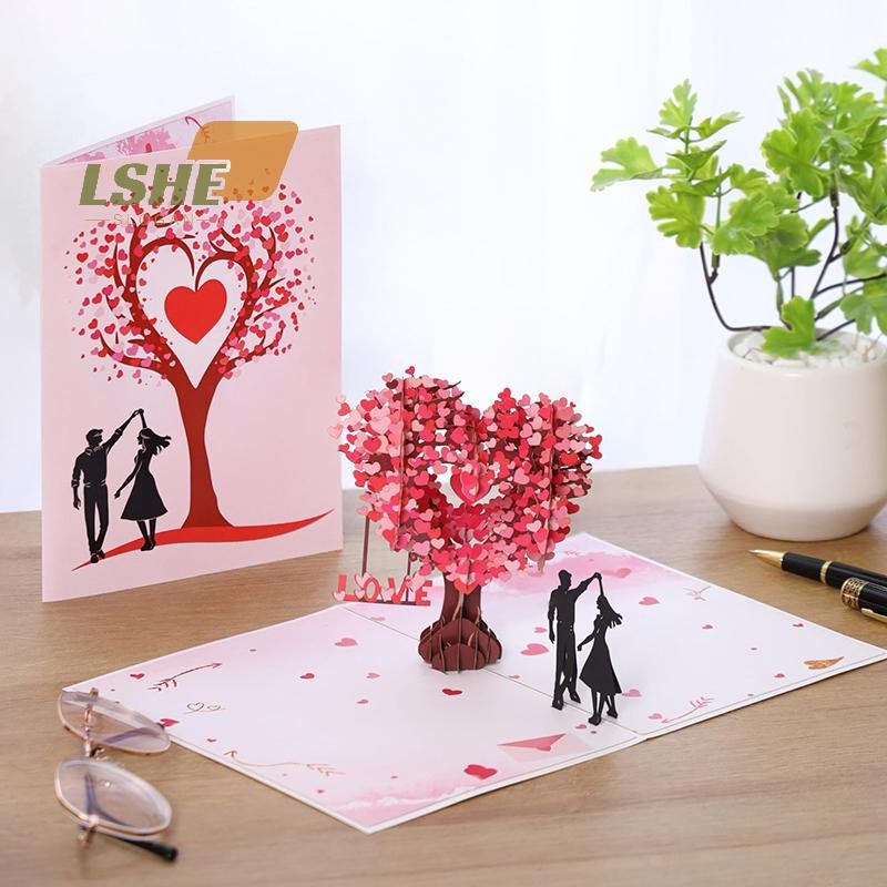 [LSHE] 3d Heart-shaped Tree Valen Card Light Music Stereo Greeg Card ...