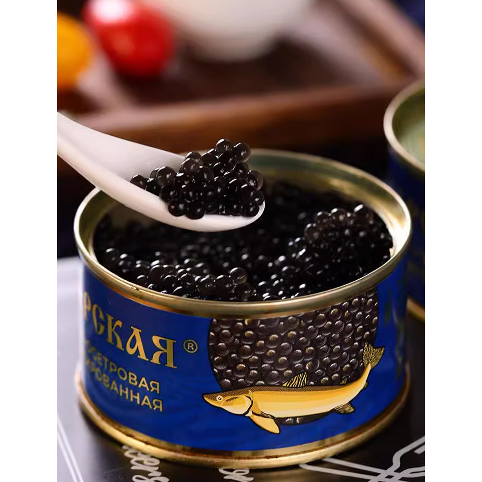 Canned Tsar sturgeon salmon caviar rice dish gourmet salmon caviar ...