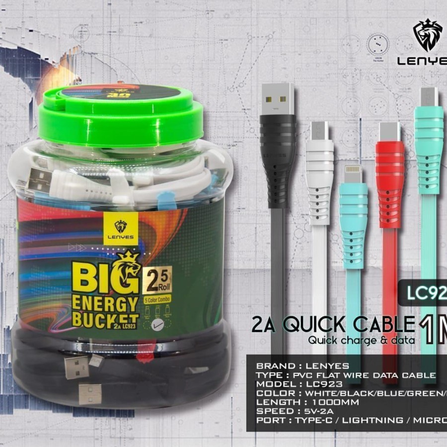 Lenyes LC923 2.4 สายชาร์จข้อมูลเร็วสุด Universal Sync Data Cable Charger คุณภาพสูง Original 100% ...