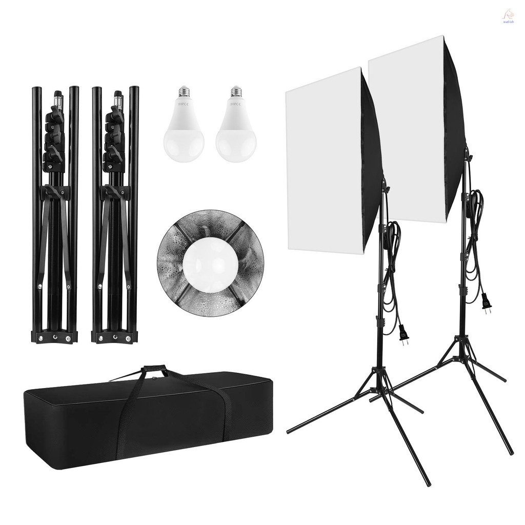 Andoer Professional Studio Photography Softbox Lighting Kit 2 28 x 20 นิ้ว Softbox + 2 หลอดไฟ ...