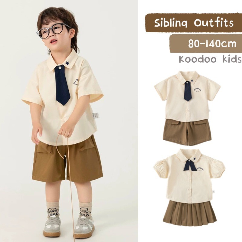 เด็ก Preppy Uniform-inspired ชุด Brother Sister Sibling ชุด 2 ชิ้นชุด ...
