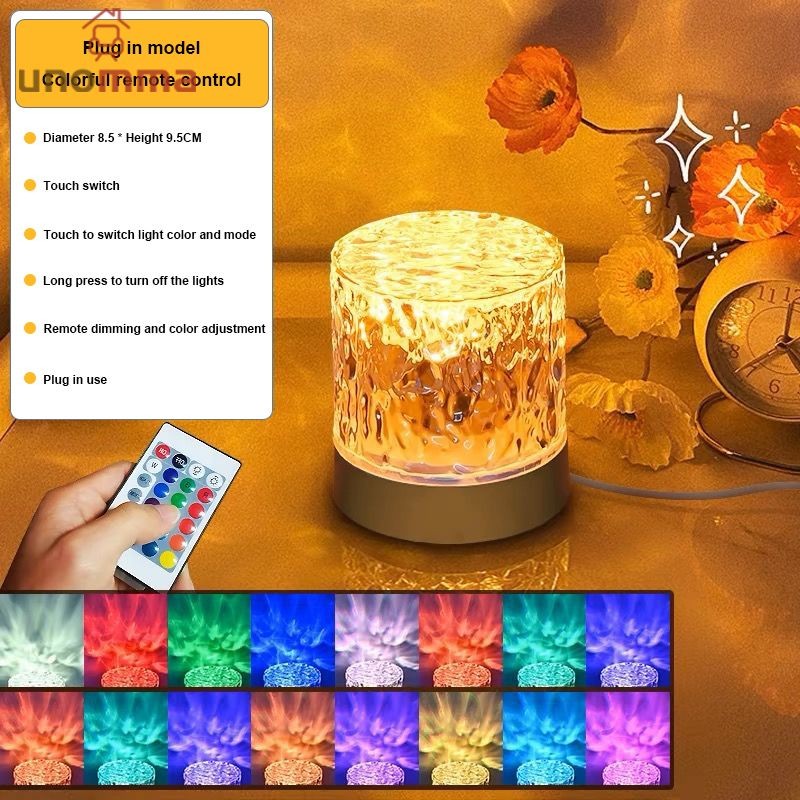 COD Led ระลอกน้ําสแควร์บรรยากาศแสงโคมไฟกลางคืน 3D ไฟกลางคืน USB โคมไฟ ...