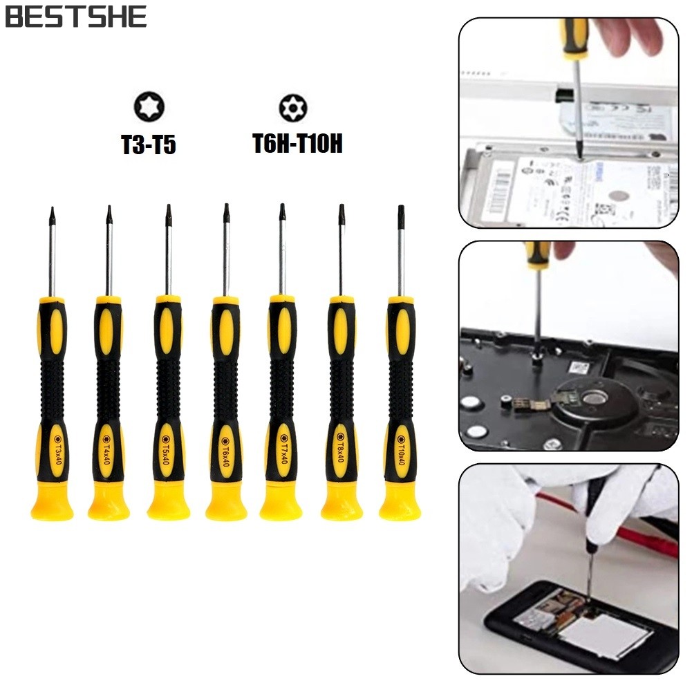 7 ชิ้น T3-T10H หกเหลี่ยมสําหรับไขควง Torx พร้อมเครื่องมือถอดไขควงรู ...