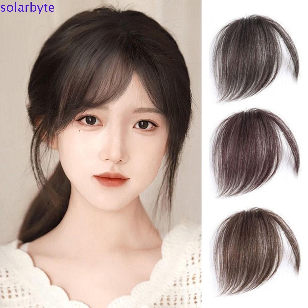 SOLARBYTE ผมม้าเฉียง, ผมมนุษย์ผมม้าอากาศธรรมชาติ, แฮร์พีชขอบ 3D คลิปในส่วนขยายผมด้านข้าง Bangs ...