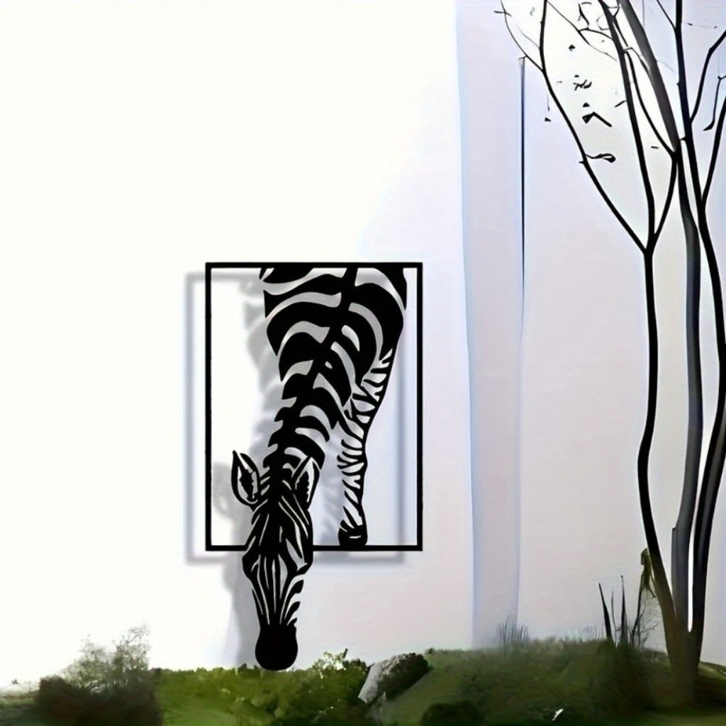 Stylish Iron Zebra Wall Sculpture - Monochrome Striped Art Piece ...