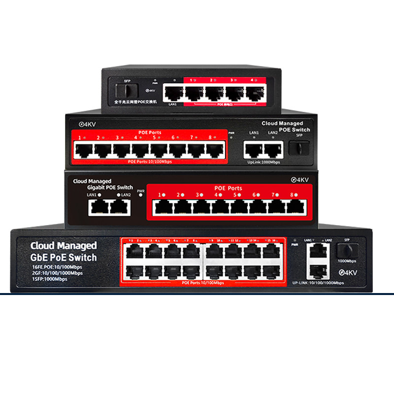 Cloud-managed POE สวิทช์ 4/8/16 พอร์ต 48V Active POE เดสก์ท็อป 100 ...