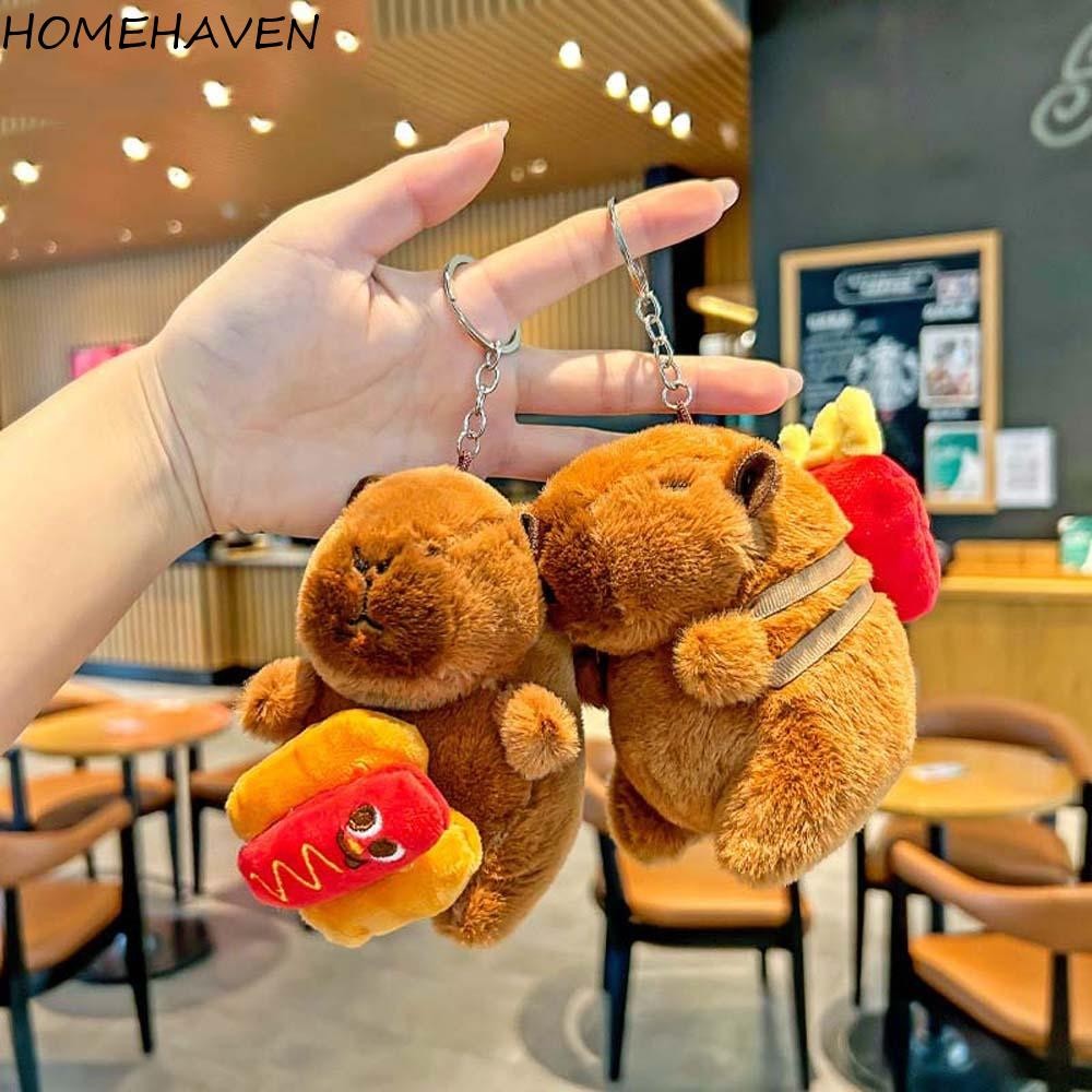 Homehaven ตุ๊กตาสัตว์จี้, Toast ตลก Capybara Key แหวน,สีน้ําตาล French ...