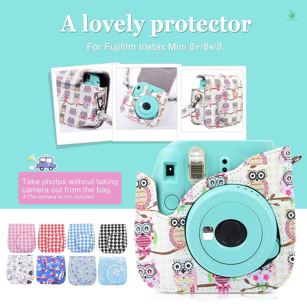 ขนาดกะทัดรัดน่ารักน่ารักหนัง PU ป้องกันกระเป๋ากล้องกระเป๋าถือกระเป๋า Protector ดอกไม้รูปแบบ w ...