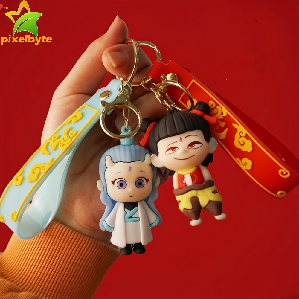 PIXELBYTE Ne Zha พวงกุญแจตุ๊กตา,ซิลิโคน Aobing 3D Nezha ตุ๊กตา,น่ารักตํานานจีนจี้กระเป๋าเป้สะพาย ...