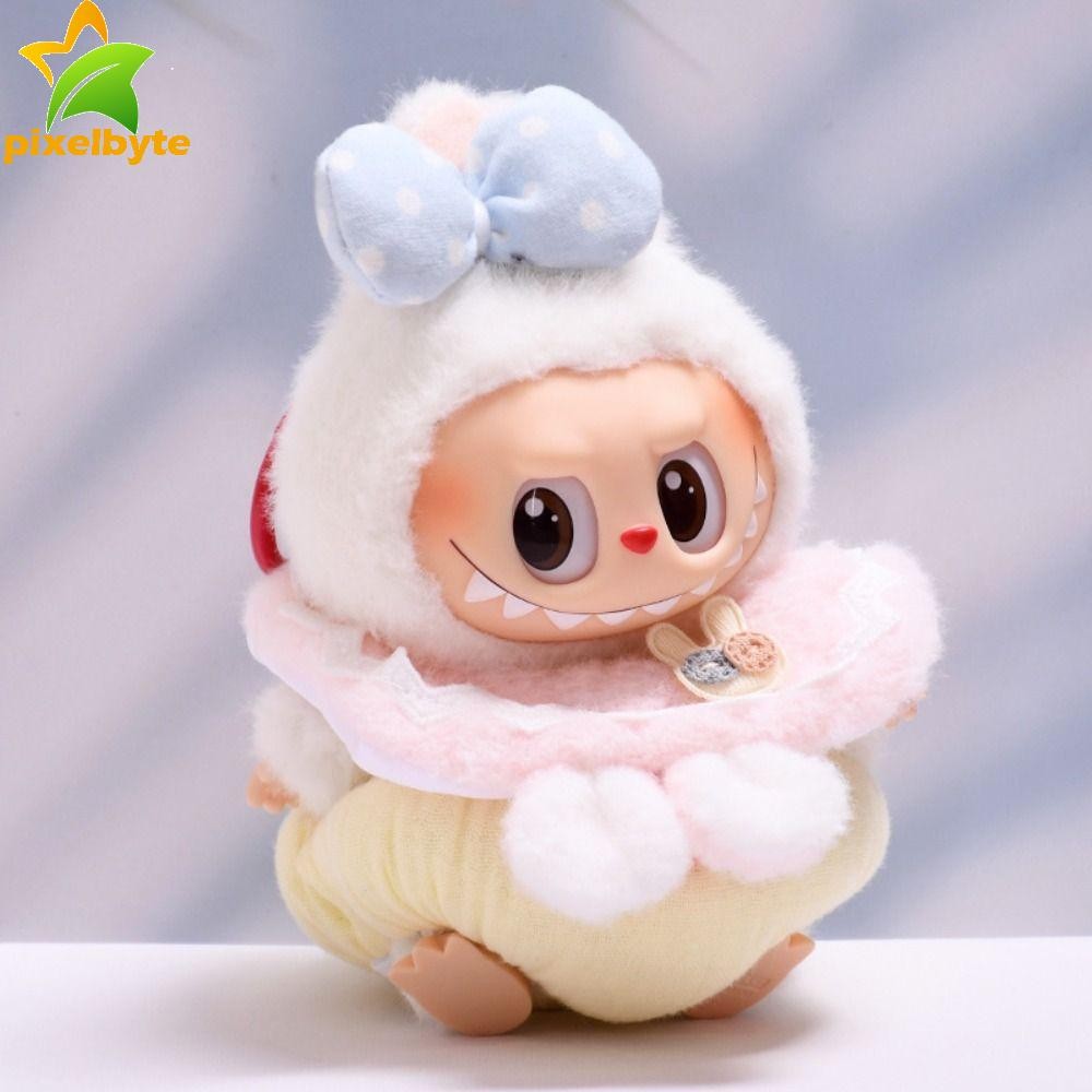 PIXELBYTE Labubu ผ้าตุ๊กตา, Mermaid Bunny ขนมปังชุดนั่ง Labubu Time ผ้า ...