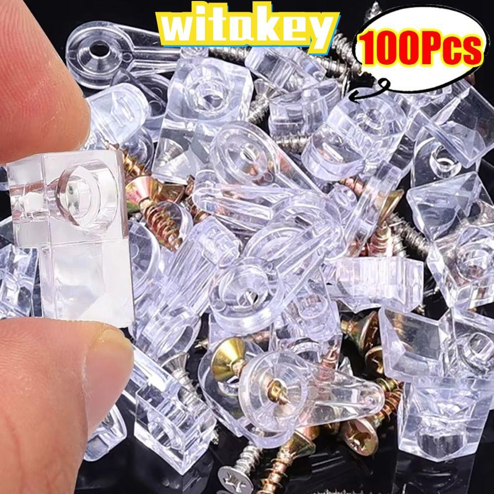 WITAKEY 100 ชิ้นคลิปยึดแก้ว, ชุดคลิปยึดแก้วพลาสติก, พร้อมสกรูผู้ถือกระจกคลิปปรับปรุงบ้าน ...