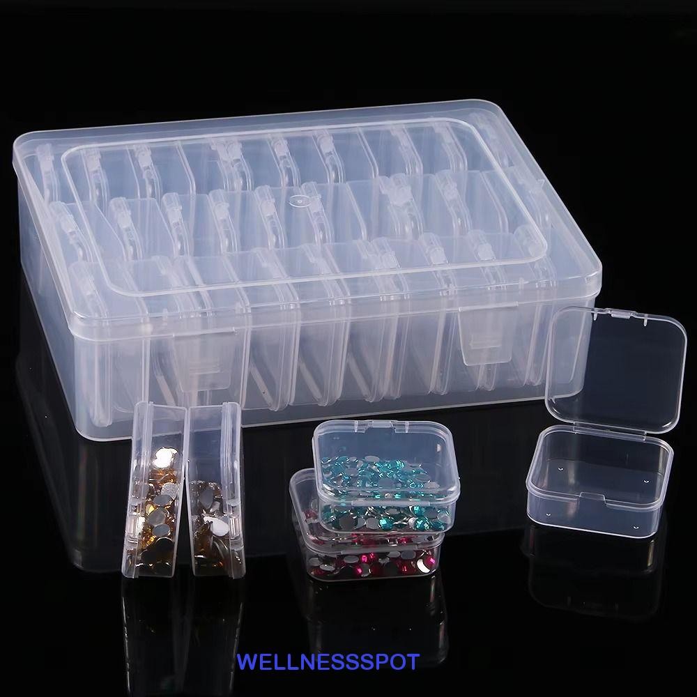 Wellnessspot กล่องเก็บเครื่องประดับ,โปร่งใสหลายตารางลูกปัดกล่องเก็บ,พลาสติกสี่เหลี่ยมในทาง ...