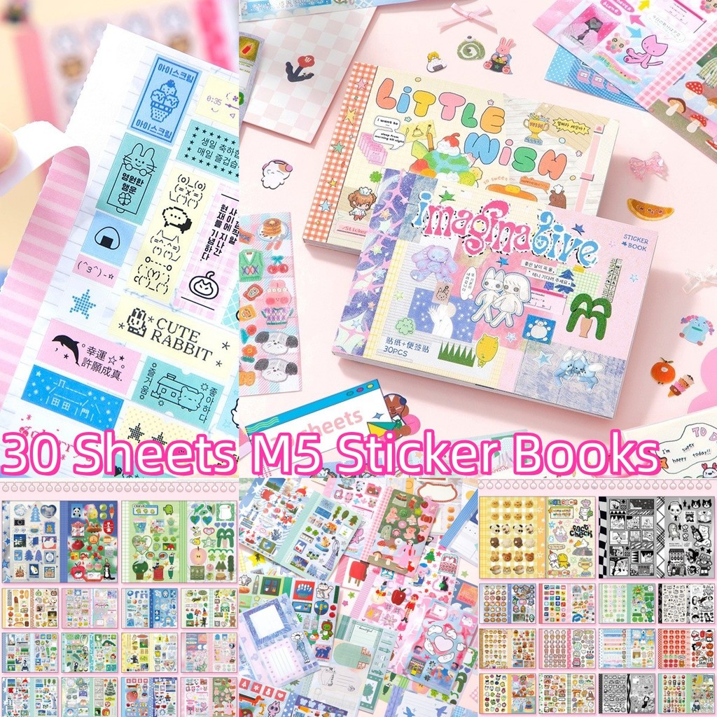 30 แผ่นเกาหลี INS สไตล์ Double Spell M5 สติกเกอร์หนังสือ DIY Goo การ์ดตกแต่งปลอม Scrapbooking ...