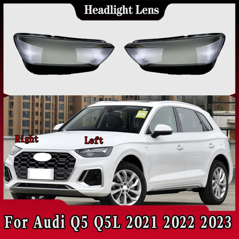 สำหรับ Audi Q5 Q5L 2021 2022 2023 ฝาครอบไฟหน้าโปร่งใส เปลือกไฟหน้า เลนส์ใส กระจกพลาสติก แทนที่ ...