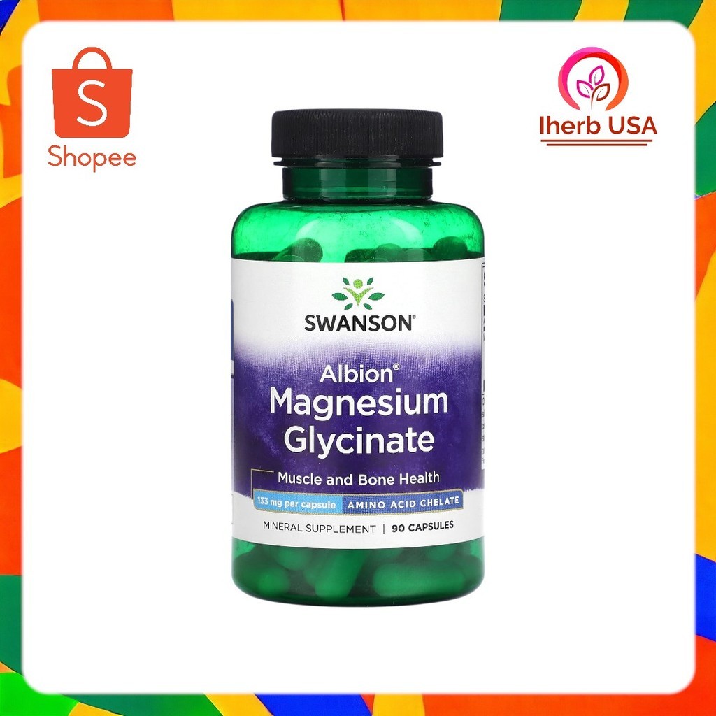Swanson Albion Magnesium Glycinate, 133 mg 90 Capsules | Shopee Thailand