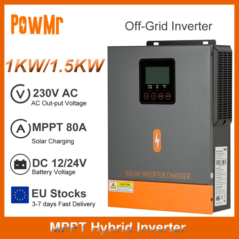 ตัวแปลงไฟไฮบริด US EU 1.5KW 1KW DC 12V/24V เป็น 230V AC สร้างตัวควบคุมชาร์จพลังงานแสงอาทิตย์ ...