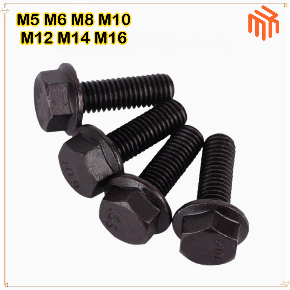 [MX1]น็อต สกรู หัว หกเหลี่ยมติดแหวน เหล็กแข็ง 10.9 เกลียวมิล หยาบ M5 M6 M8 M10 M12 M14 M16 ...