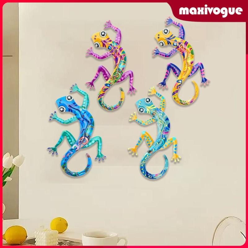[Maxivogue] 4 ชิ้น Gecko Wall Decor โลหะศิลปะเหล็กตกแต่งผนังบ้านไร่เครื่องประดับแขวนผนัง ...