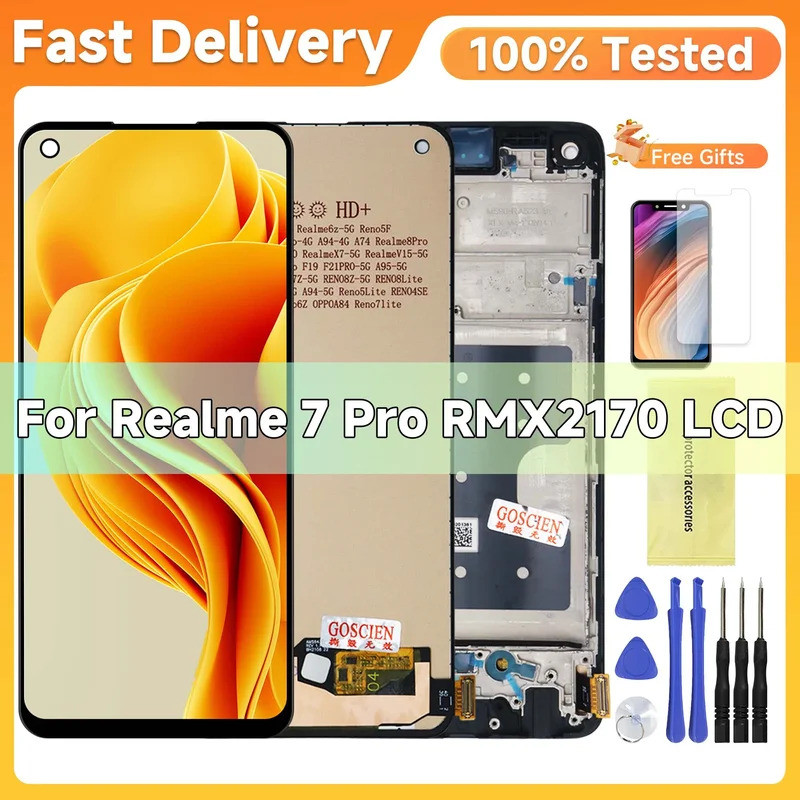 6.4" AMOLED / TFT ดั้งเดิม สำหรับ OPPO Realme 7 Pro RMX2170 จอแสดงผล ...