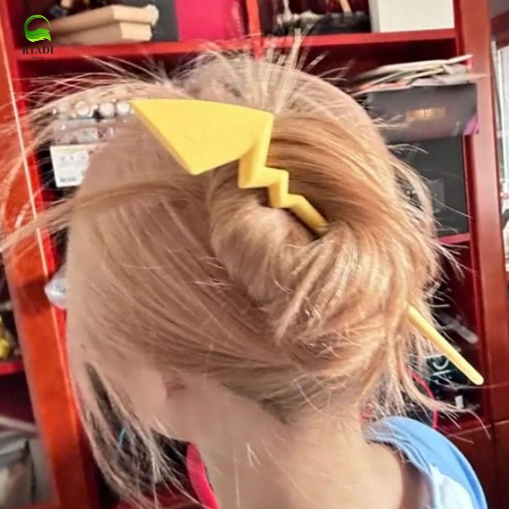 RTADI Pokemon Pikachu Hairpin, การ์ตูนอะคริลิค Pikachu Tail Hair Stick ...