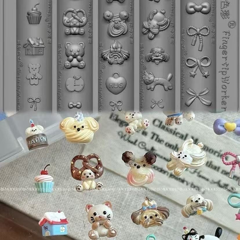 Xiaohongshu แม่พิมพ์แต่งเล็บขายดี Sweetheart Pet 3D แม่พิมพ์ซิลิโคนสาม ...
