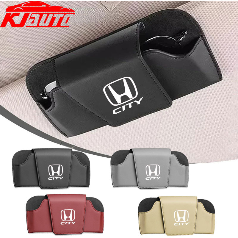 Honda City รถ Sun Visor แว่นตา Pu หนังแว่นตากันแดดกล่องเก็บแว่นตา ...