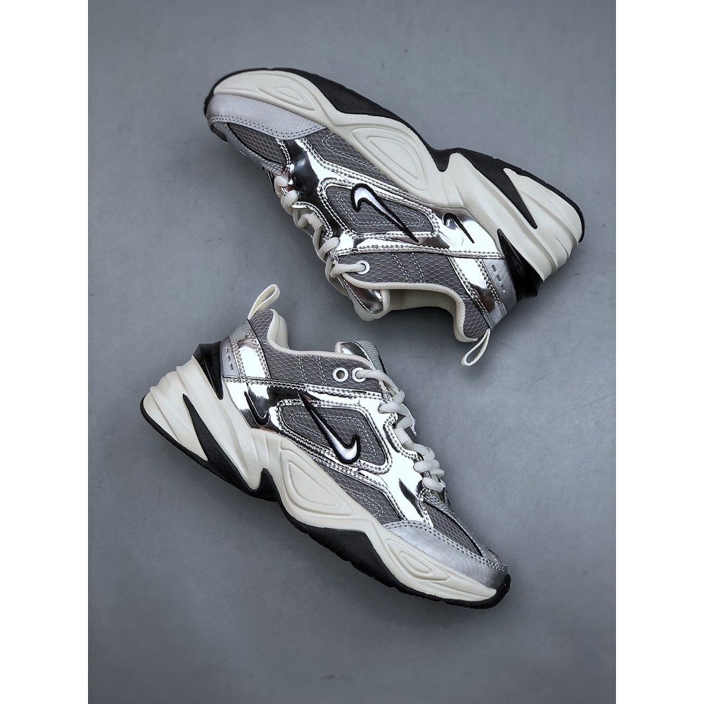 Nike M2K Tekno รุ่นดั้งเดิมบริสุทธิ์สีเทาเงิน M2K รองเท้าพ่อย้อนยุค ...