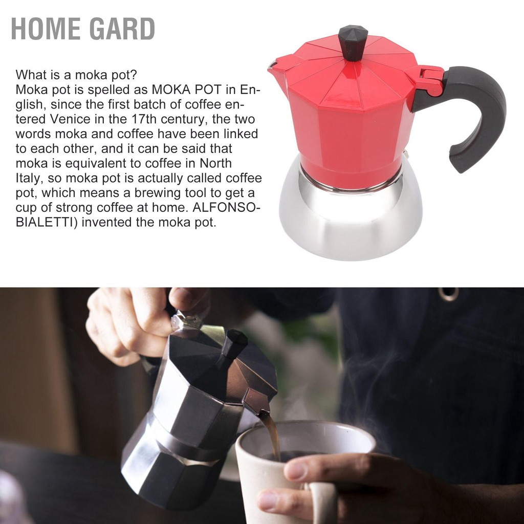 Home Gard 120ML Moka Pot Coffee Maker Italian High Pressure Extraction Potfor for 3 People ...