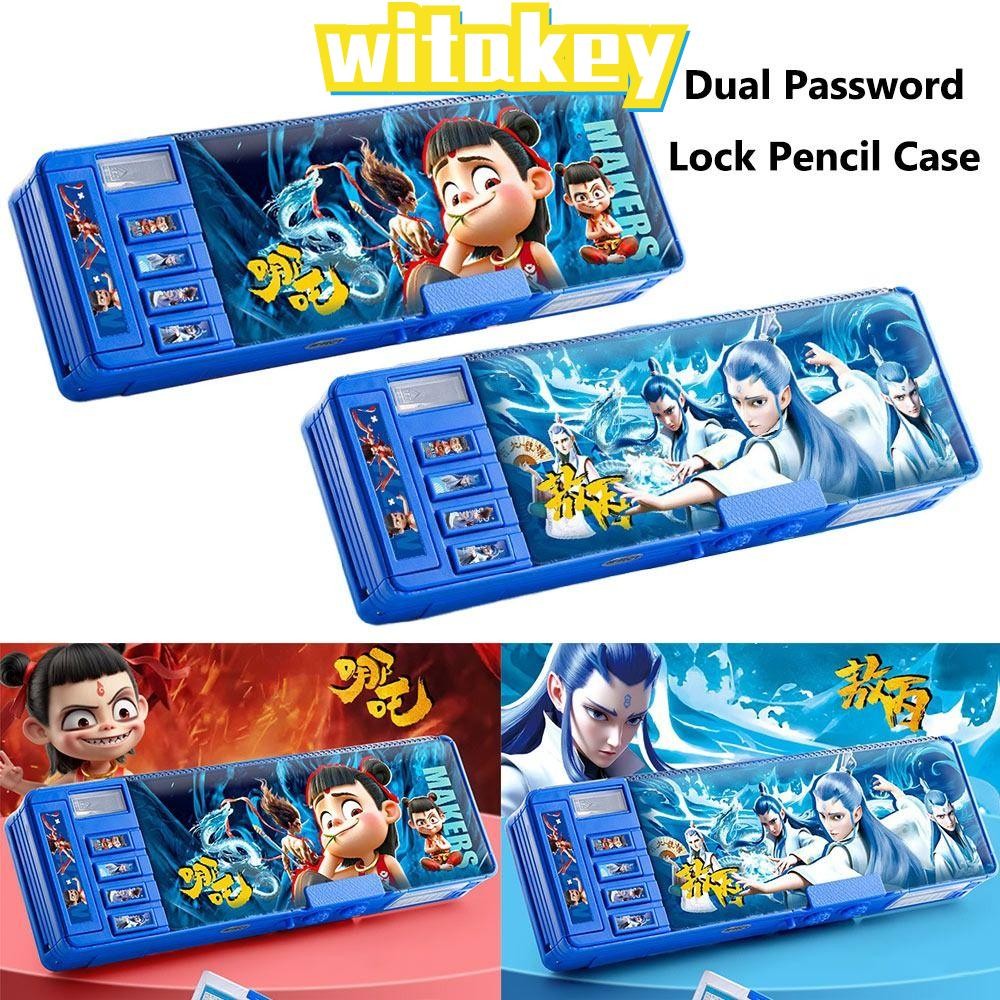 กล่องเครื่องเขียน WITAKEY, Nezha 2 Aobing Pencil, Multifunctional Dual รหัสผ่านล็อคความจุขนาด ...