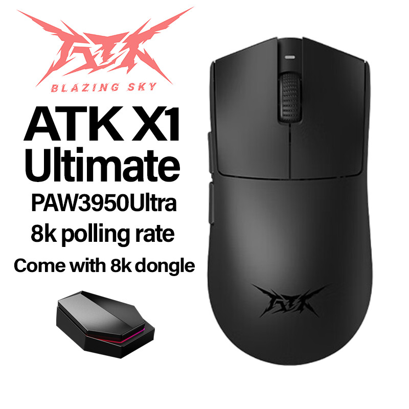 Atk X1 Pro/Pro Max/Ultra/Ultimate ปรับแต่งเมาส์เล่นเกมไร้สาย PAW3950Ultra 8k Polling Rate 2.4g 0 ...
