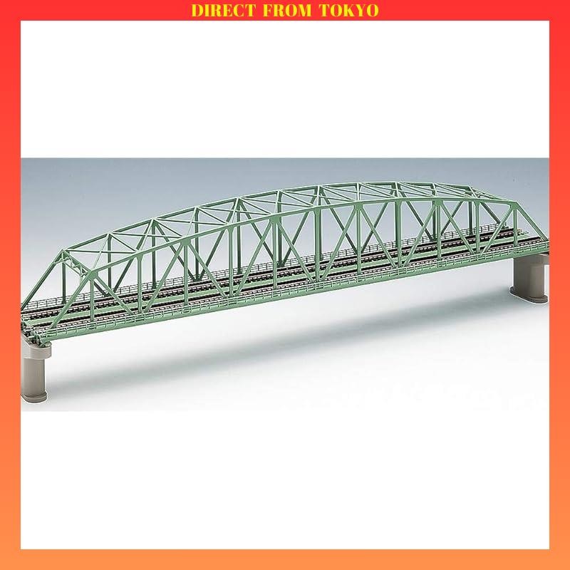 TOMIX N gauge double track curved truss bridge F green with double ...