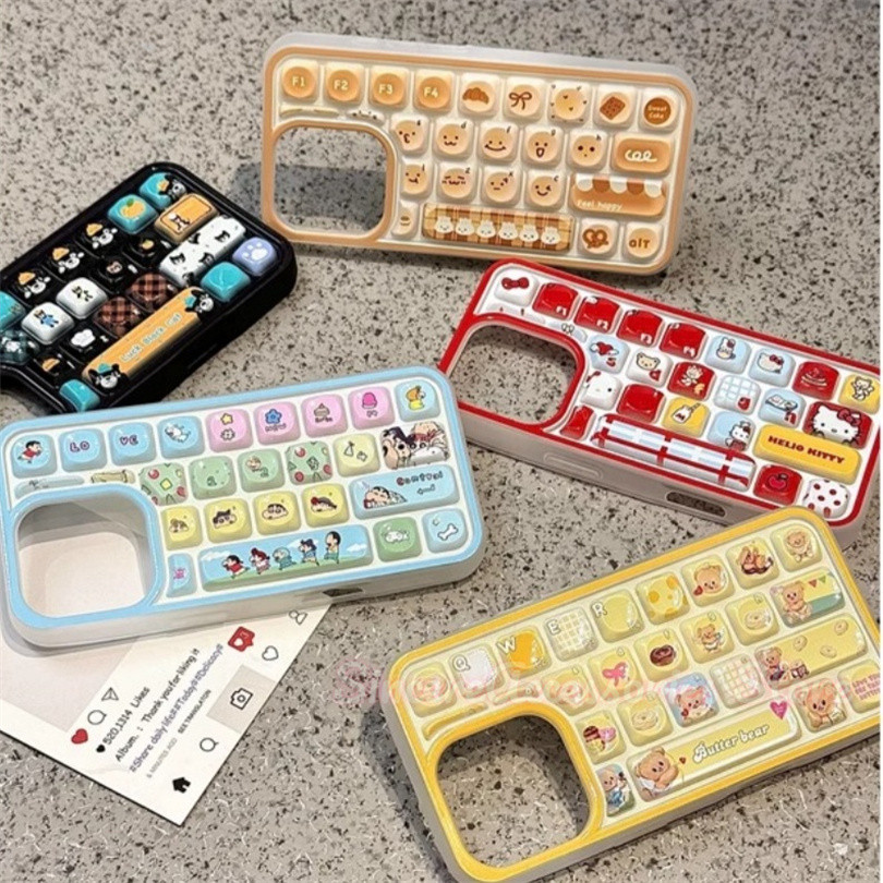 เข้ากันได้กับ iPhone 16 11 12 13 15 14 Plus Pro Max Creative 3D น่ารักการ์ตูนคีย์บอร์ดนุ่มฝาครอบ ...