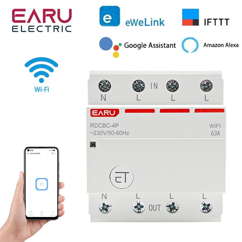 Ewelink App สามเฟส WiFi Circuit Breaker สมาร์ทจับเวลาเวลารีเลย์สวิทช์ ...