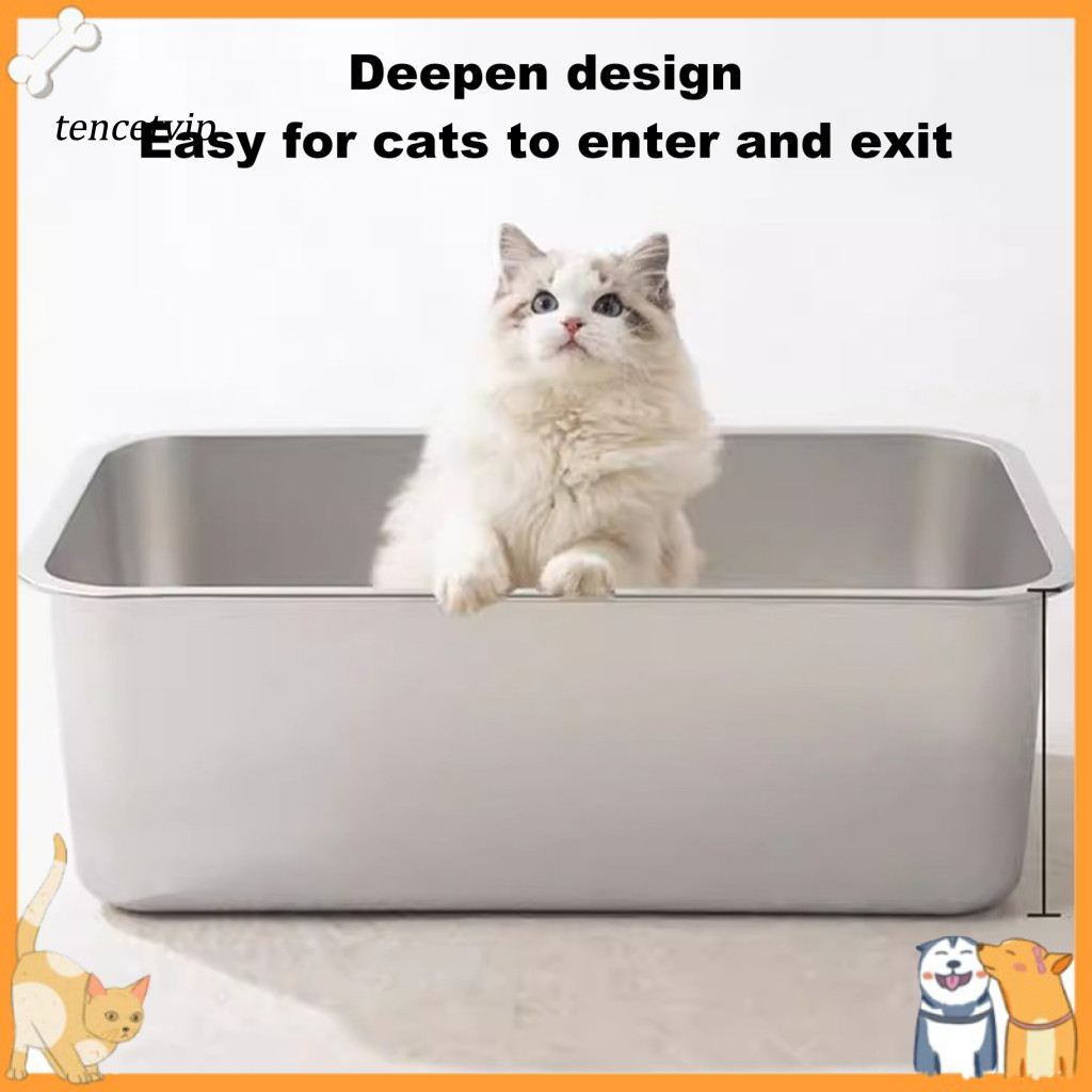 Vip Cat Litter Box Deep and Long Stainless Steel Pet Litter Box Large ...