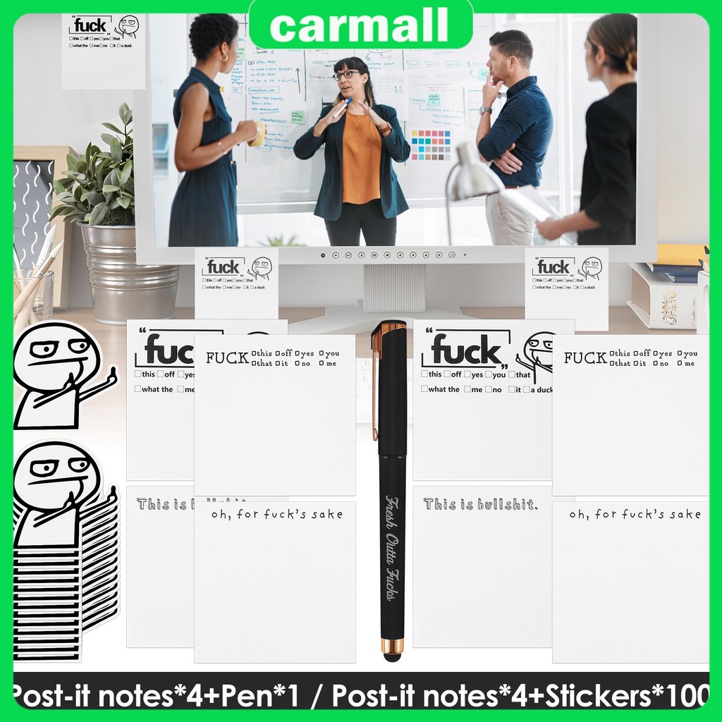 4 ชิ้นตลก Sticky Note ความแปลกใหม่ Memo Pads ปากกา 50 หน้าสีขาว Office ...