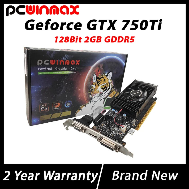 บัตรกราฟิก PCWINMAX Geforce GTX 750 Ti ใหม่ โปรไฟล์ต่ำ VGA 2GB GDDR5 128Bit GTX 750Ti สำหรับ ...