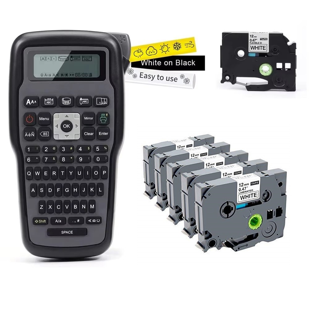 เครื่องพิมพ์ฉลากเครื่องพิมพ์ E1000PRO ป้ายเครื่องเทป 231 สีดําบนสีขาว ...