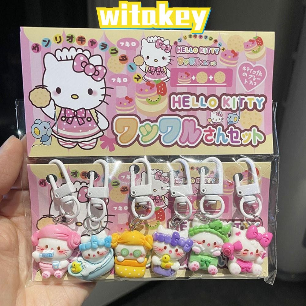 Witakey 6 ชิ้น/เซ็ต Labubu พวงกุญแจ, การ์ตูน Cinnamoroll Sanrio พวงกุญแจ, ตกแต่ง Hello Kitty ...