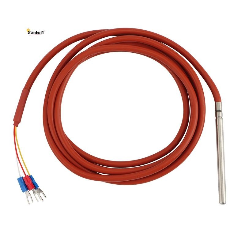 Pt100 RTD เซ็นเซอร์อุณหภูมิ 6mmx80mm Class B 2M ซิลิโคนเจลเคลือบความ ...