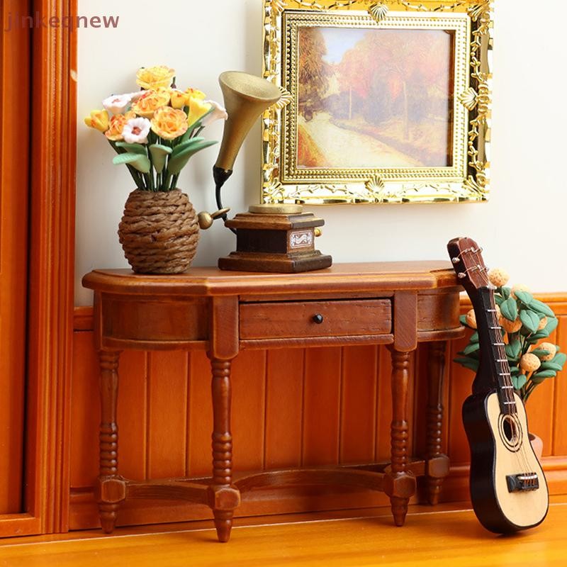 Jkth 1:12 Dollhouse Miniature Retro Half-side ตาราง Sideboard เฟอร์นิเจอร์บ้านรุ่น Decor ของเล่น ...