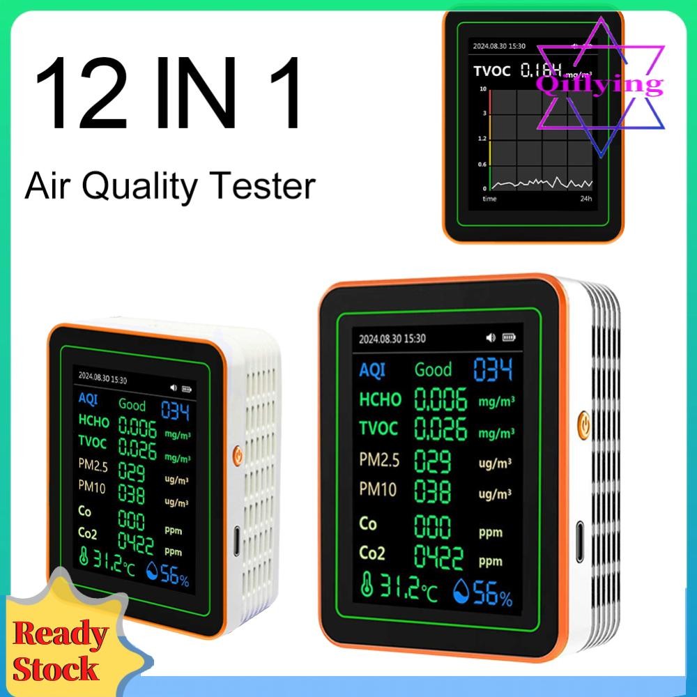 12 In 1 Air Quality Monitor PM2.5 PM10 CO CO2 TVOC HCHO AQI Tester ...
