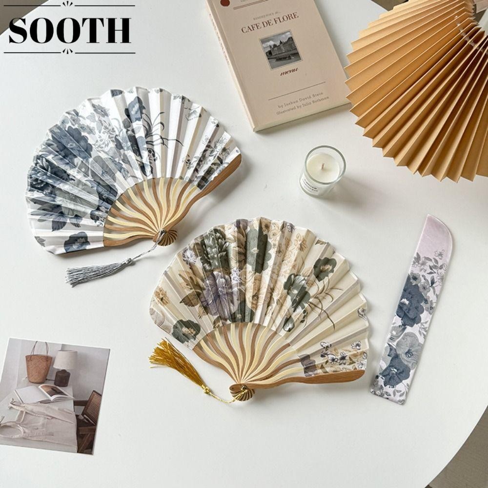 SOOTH พัดลมพับดอกไม้ผ้าไหม, ผู้หญิงผู้ชายสไตล์จีนพัดลมพับมือ, อุปกรณ์ ...