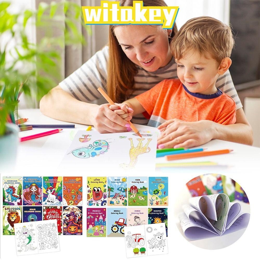 WITAKEY สมุดระบายสีกราฟฟิตี้, สมุดระบายสีของขวัญภาพวาดเพื่อการศึกษา, หนังสือปกอ่อนการ์ตูนน่ารัก ...