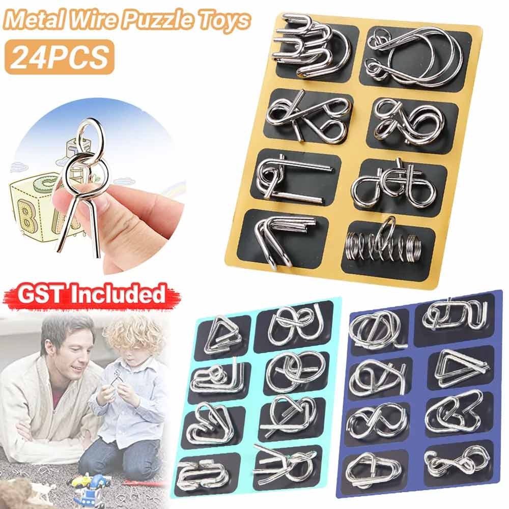 NEW Set of 24PCS Metal Wire Puzzle Toys IQ Test Puzzle Unlock Toys ...