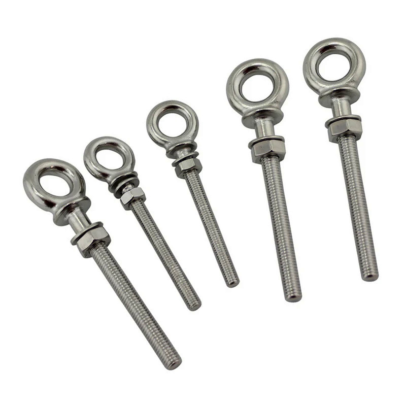 5PCS 316 Stainless Steel Threaded Lifting Long Screw Eyes Bolt With ...