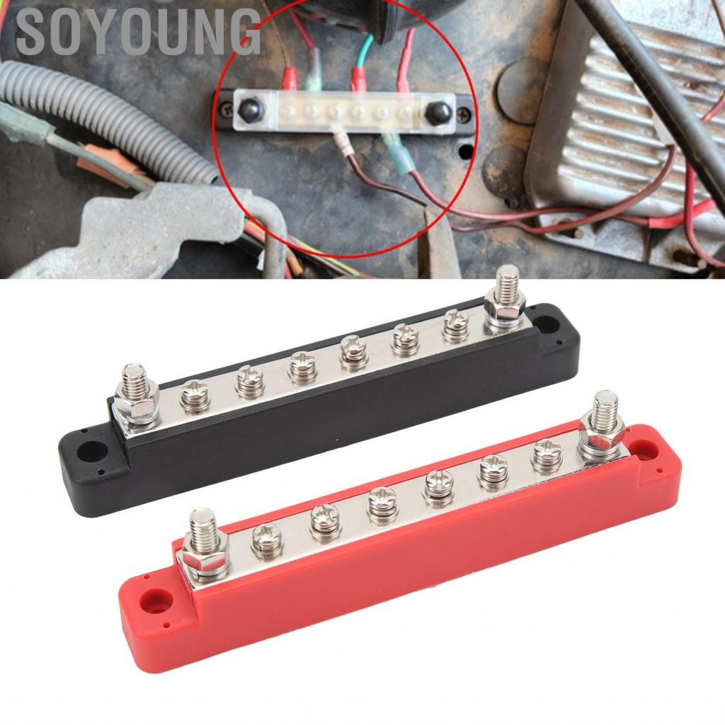 Soyoung 1 คู่ M6 Power Distribution Block สูง DC12V to 48V 150A สตั๊ดคู่ 8 แบตเตอรี่ Bus Bar สี ...