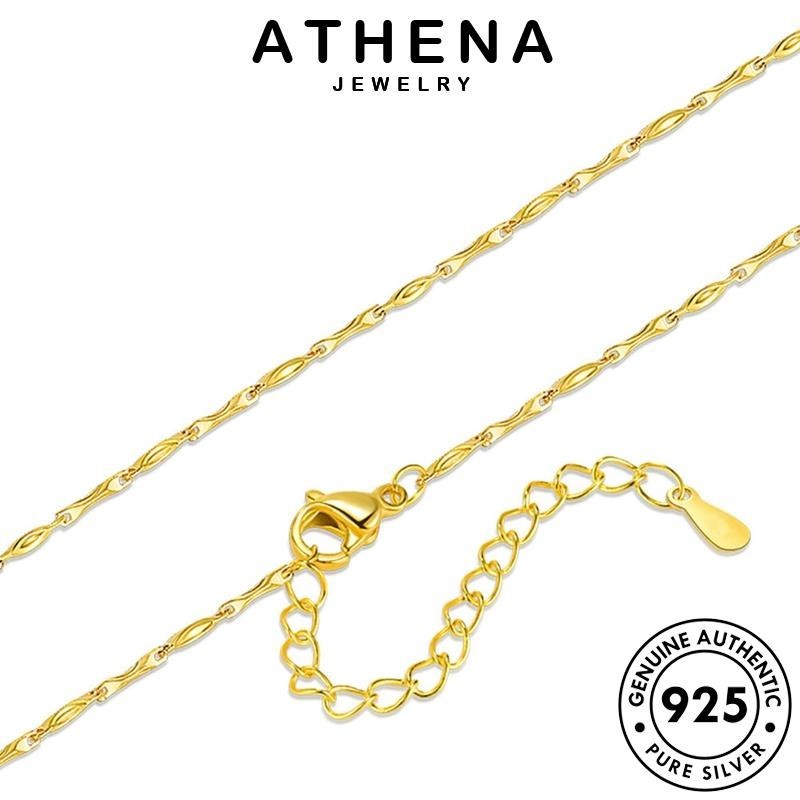 Athena แฟชั่นหญิงทอง 925 เงิน Ingot Chain สร้อยคอเรียบง่าย | Shopee ...