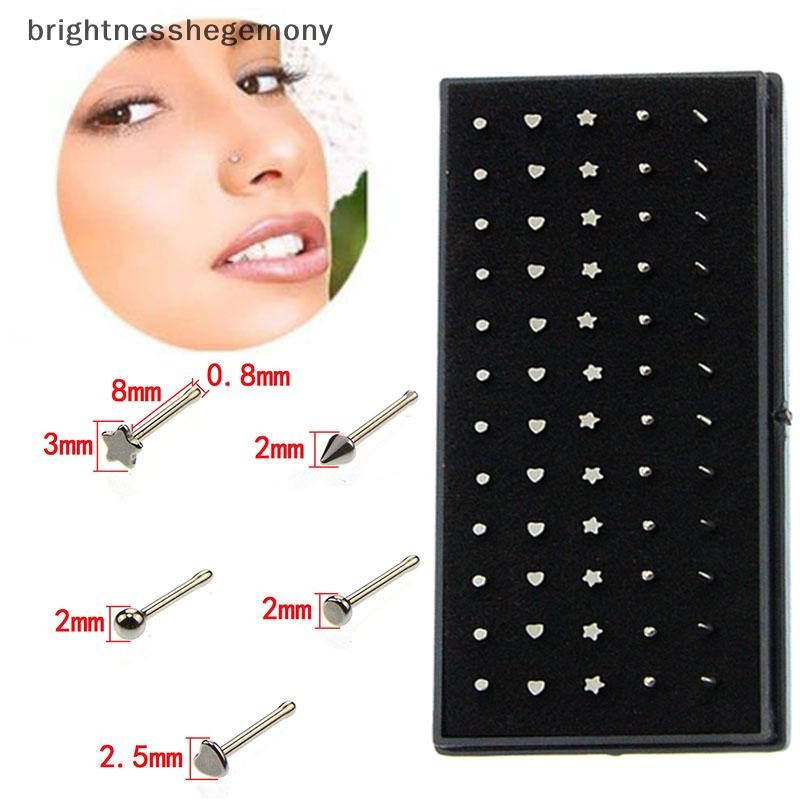 BGTH 60 ชิ้น 20 กรัมแหวนจมูกสแตนเลสหูกระดูกเข็ม Stud Body เจาะ ...